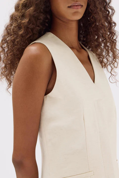 Simon Cotton Linen Blend Mini Dress Oat Marle – Obdressed